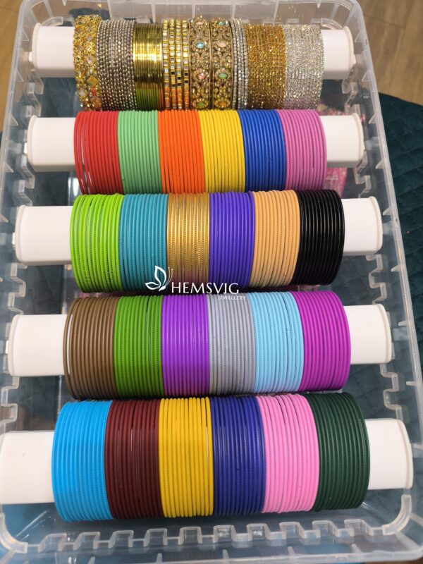 3-in-1 Combo – 24 Dozen Colorful Metal Bangles with 8 Side Bangle ...